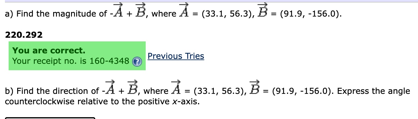 Solved a) ﻿Find the magnitude of -vec(A)+vec(B), ﻿where | Chegg.com