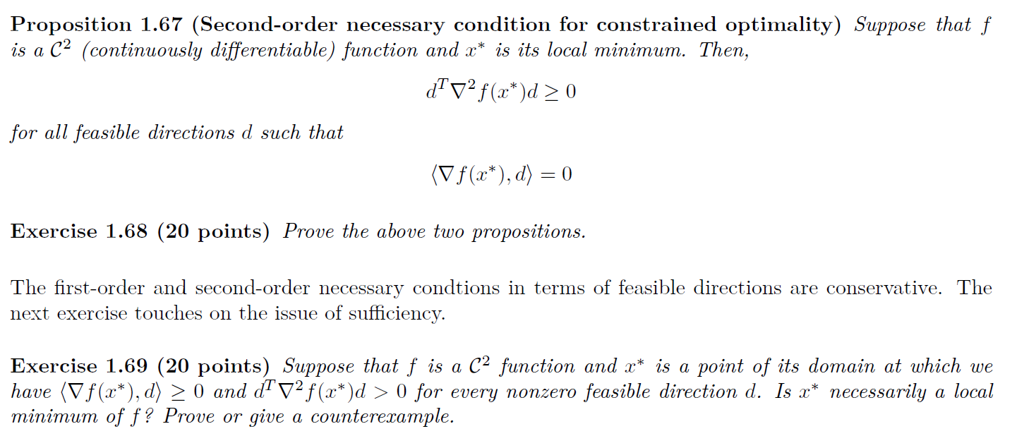 Solved Proposition 1 67 Second Order Necessary Condition