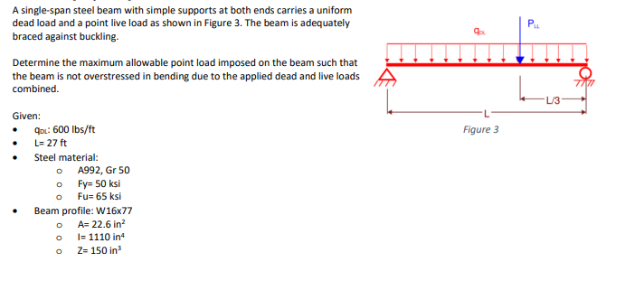 A single-span steel beam with simple supports at both | Chegg.com