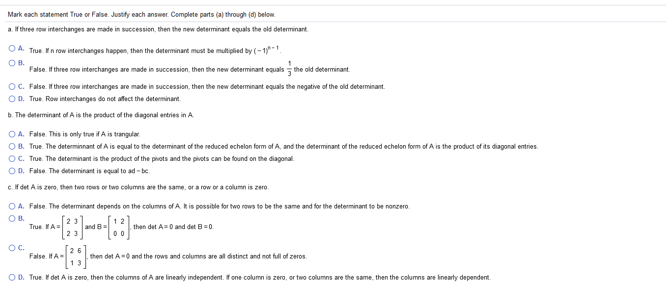 Solved Mark each statement True or False. Justify each | Chegg.com
