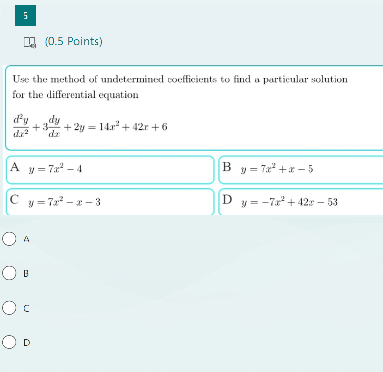 Solved Use the method of undetermined coefficients to find a | Chegg.com