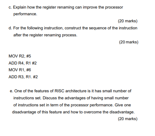 Solved c. Explain how the register renaming can improve the | Chegg.com