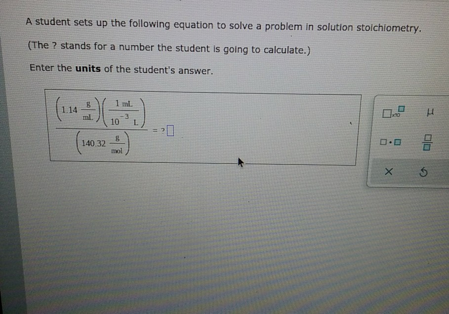 Solved A student sets up the following equation to solve a | Chegg.com