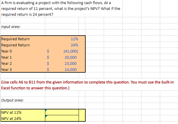 Solved (Use cells A6 to B11 from the given information to | Chegg.com
