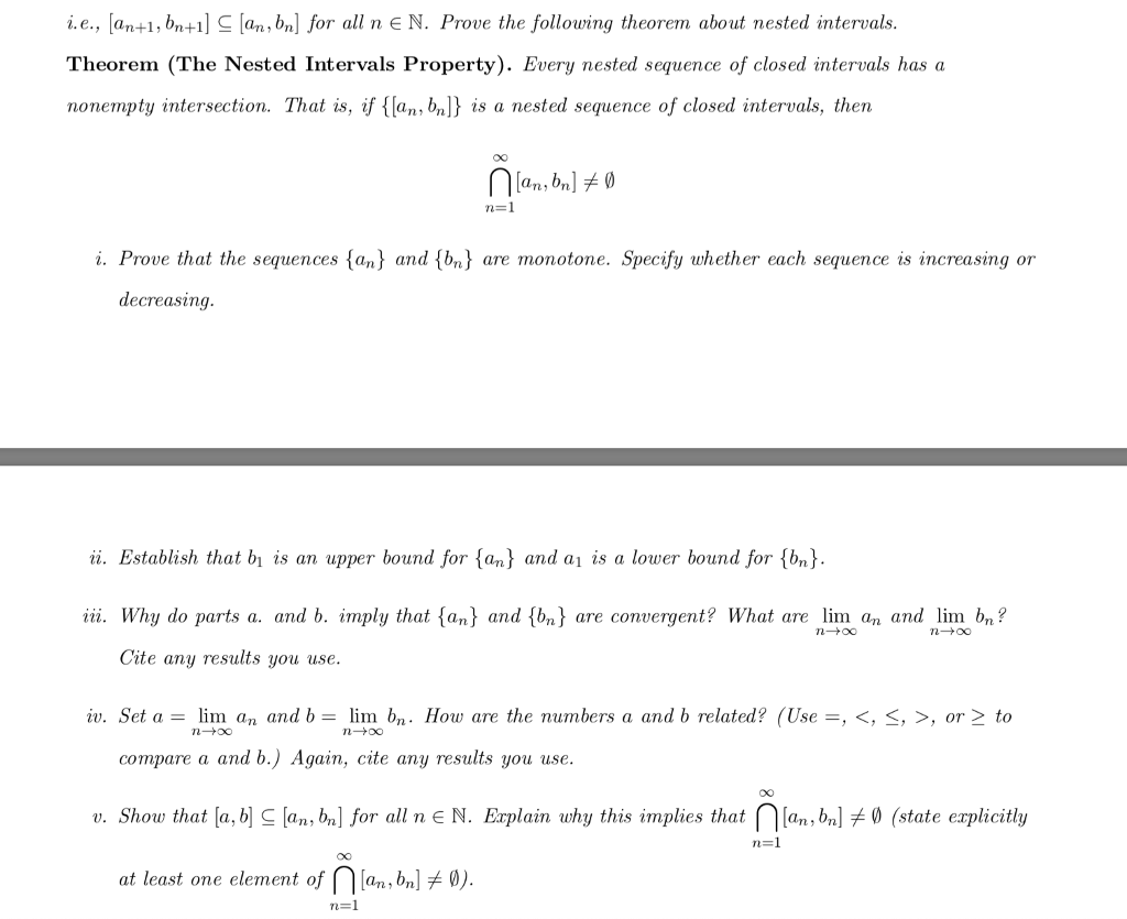 Solved i. e., [an+1, C[an, bn for all n EN. Prove the | Chegg.com