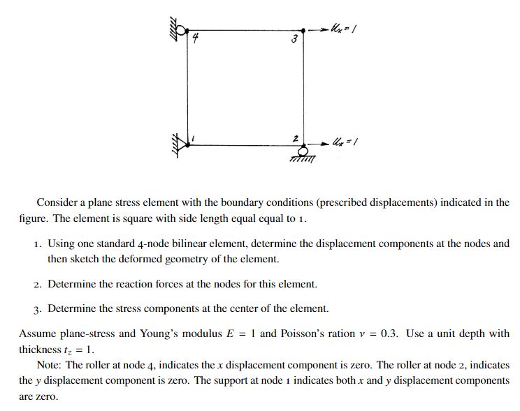 Solved Consider a plane stress element with the boundary | Chegg.com