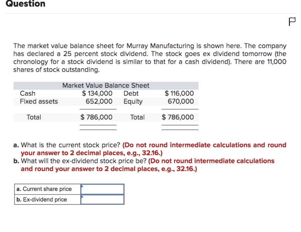 Solved The market value balance sheet for Murray | Chegg.com