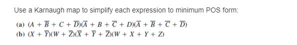 Solved Use a Karnaugh map to simplify each expression to | Chegg.com