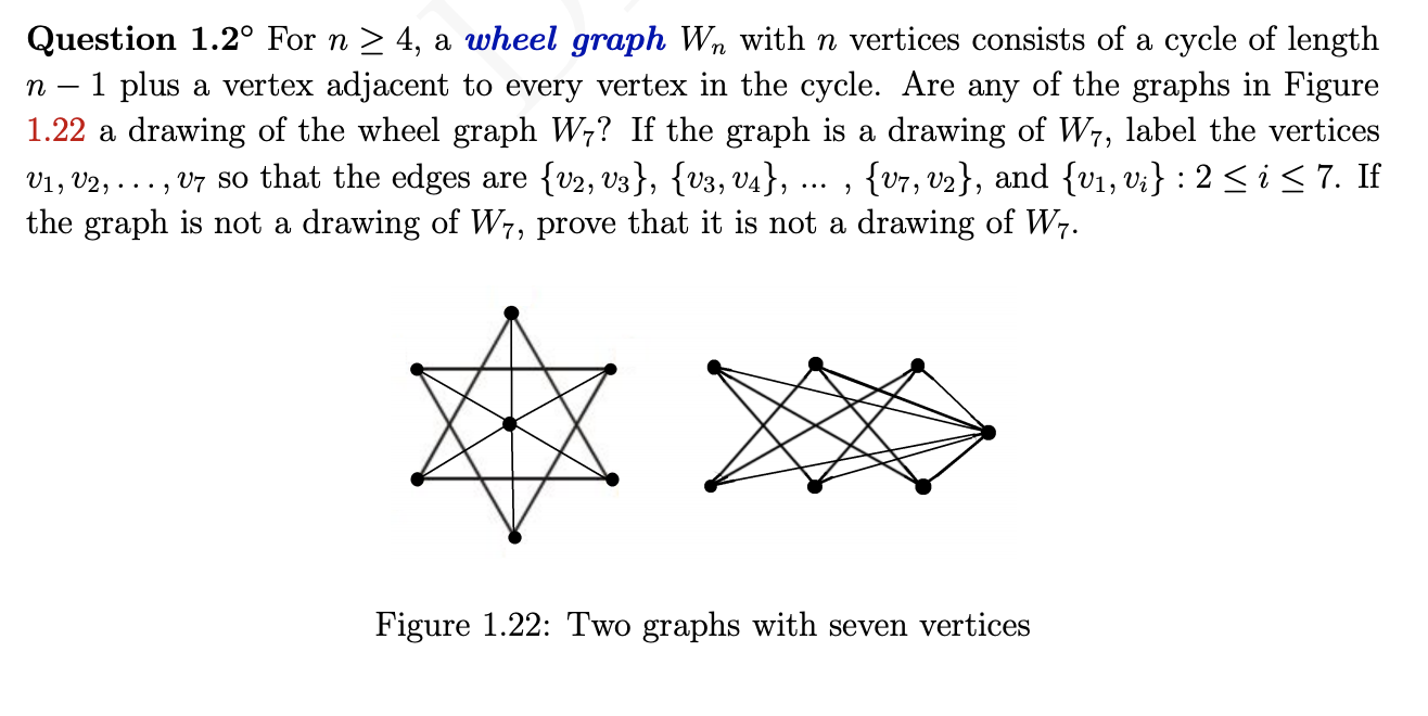 Solved Question 1.2° For n > 4, a wheel graph Wn with n | Chegg.com