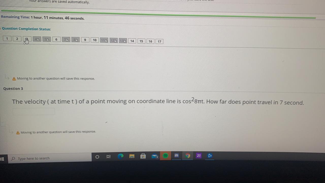 Solved your answers are saved automatically. Remaining Time: | Chegg.com
