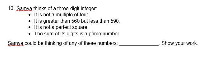 Solved 10 Samya Thinks Of A Three Digit Integer It Is 