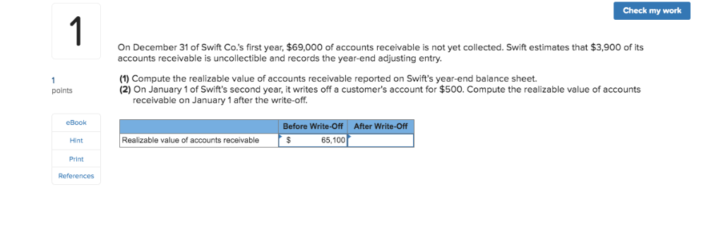 Solved Check my work On December 31 of Swift Co.'s first | Chegg.com