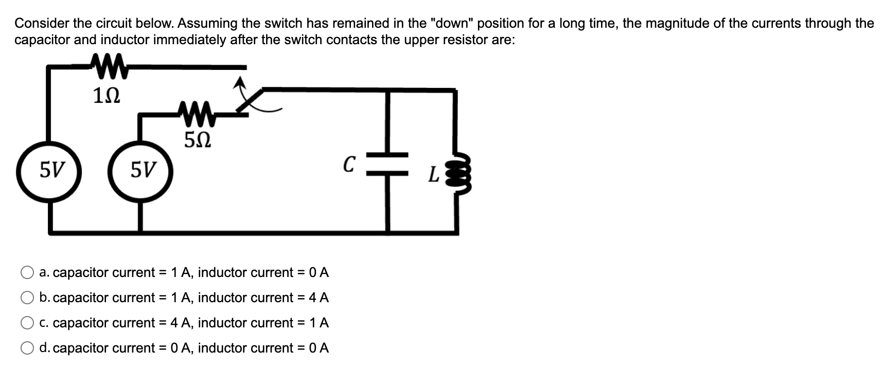 Solved Consider the circuit below. Assuming the switch has | Chegg.com