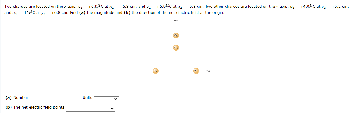 Solved Two charges are located on the x axis: q1 = +6.9C at | Chegg.com