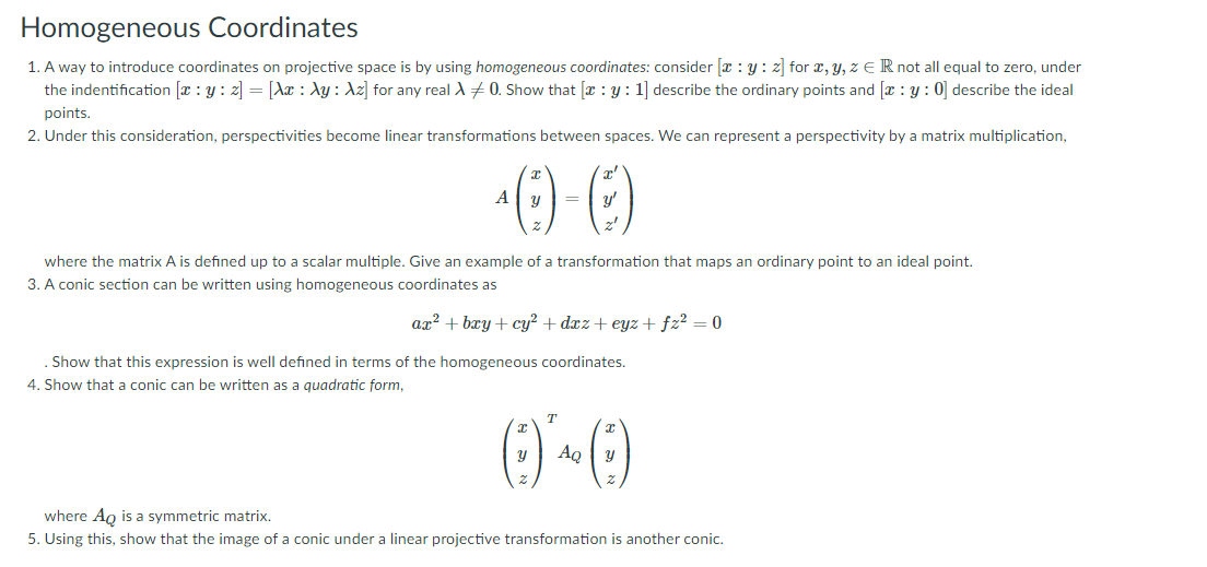 Solved A way to introduce coordinates on projective space is | Chegg.com