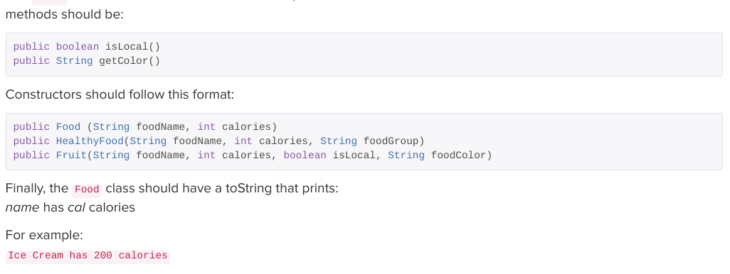 Solved Exercise 9.2.8: Foods 5 points Let's Go! For this | Chegg.com