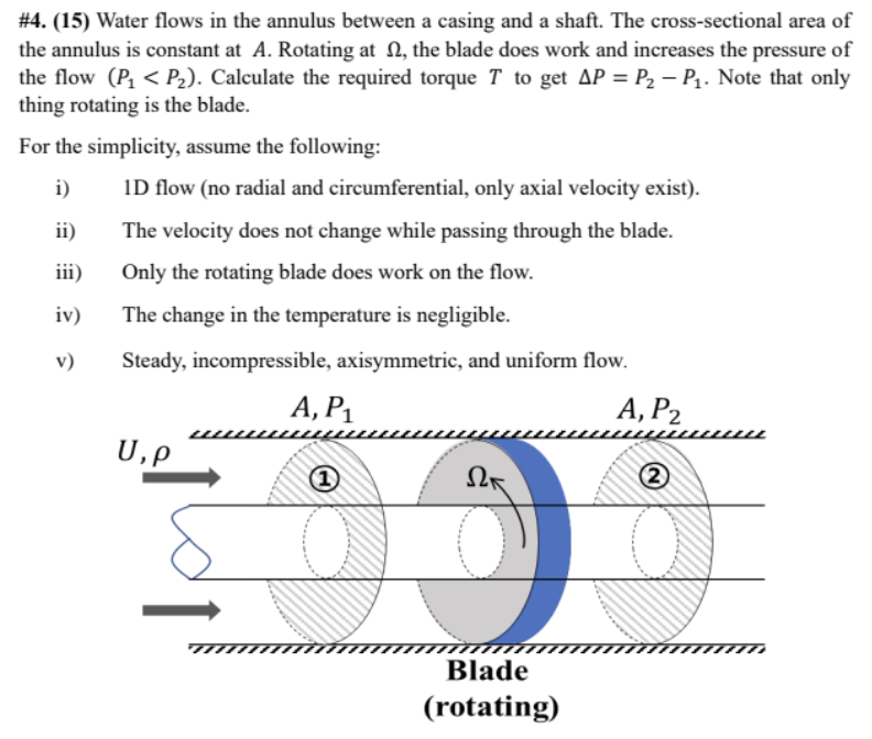 Solved #4. (15) ﻿Water flows in the annulus between a casing | Chegg.com