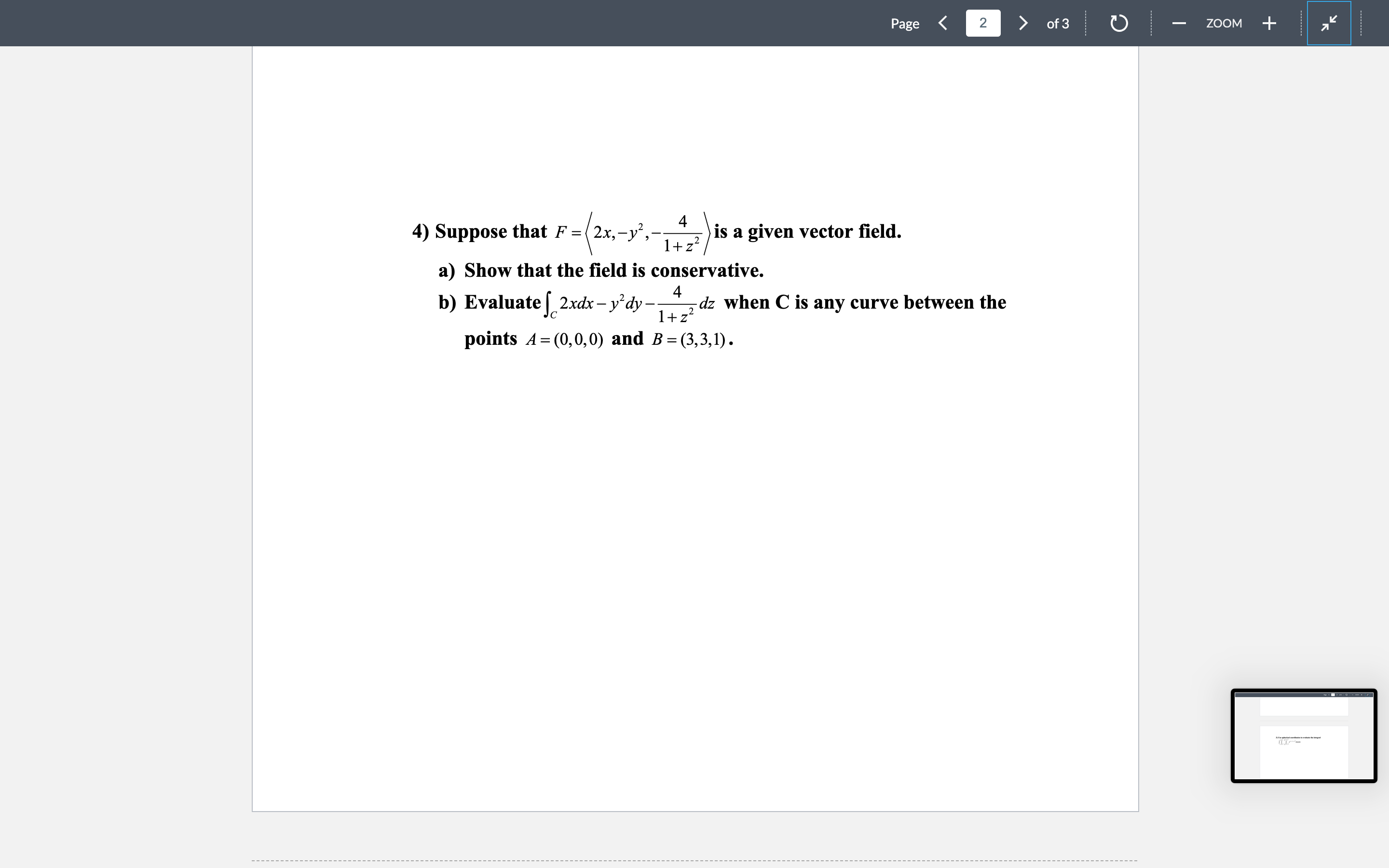 Solved 4) Suppose that F= 2x,−y2,−1+z24 is a given vector | Chegg.com