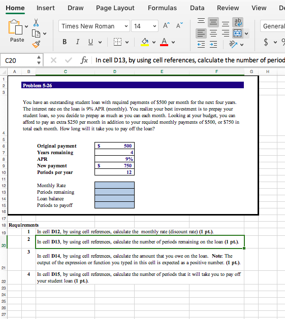 Solved Home Insert Draw Page Layout Formulas Dt Review View | Chegg.com