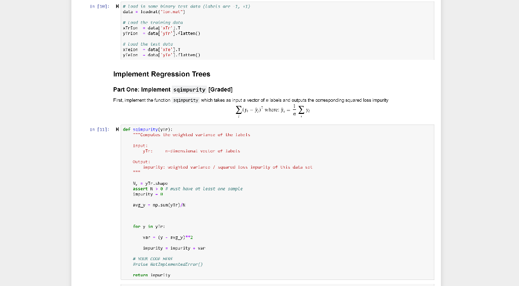 Implementing CART Getting Started Before you get | Chegg.com