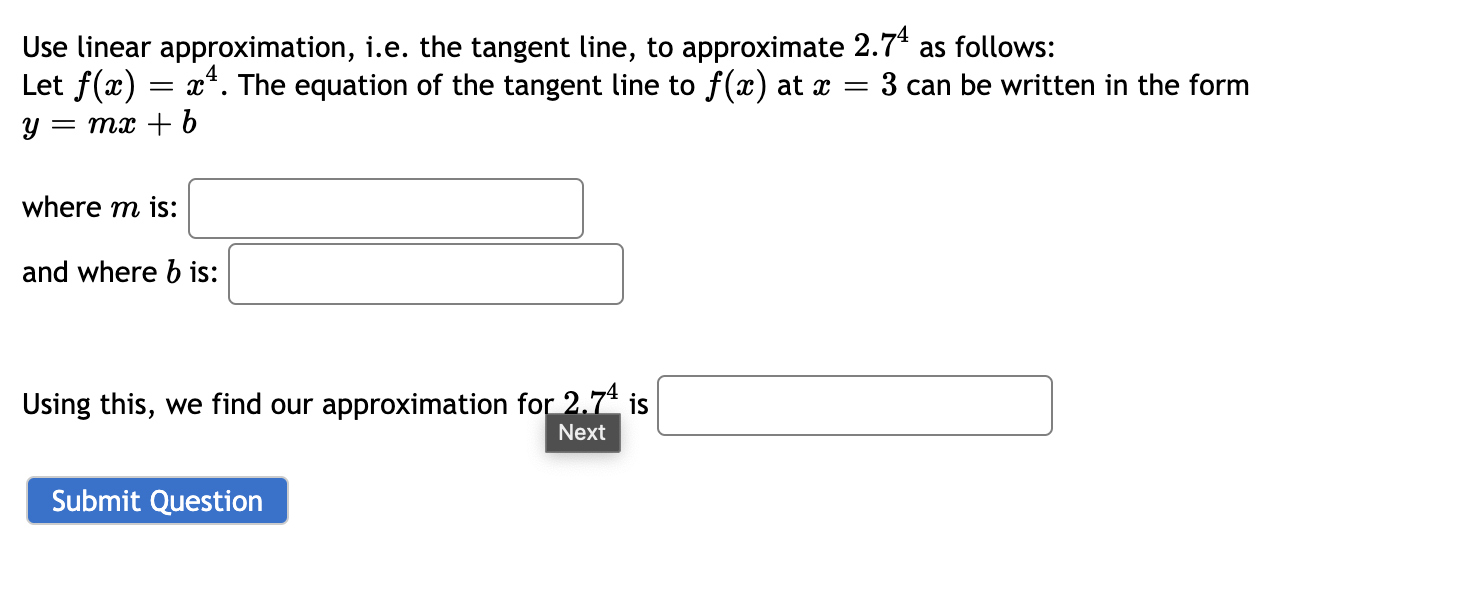 Solved Given the function below Use linear approximation, | Chegg.com