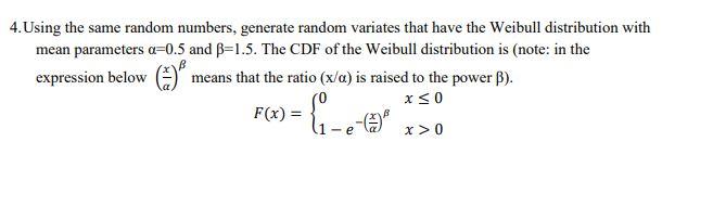 Solved What is the value for the random variate of problem 4 | Chegg.com