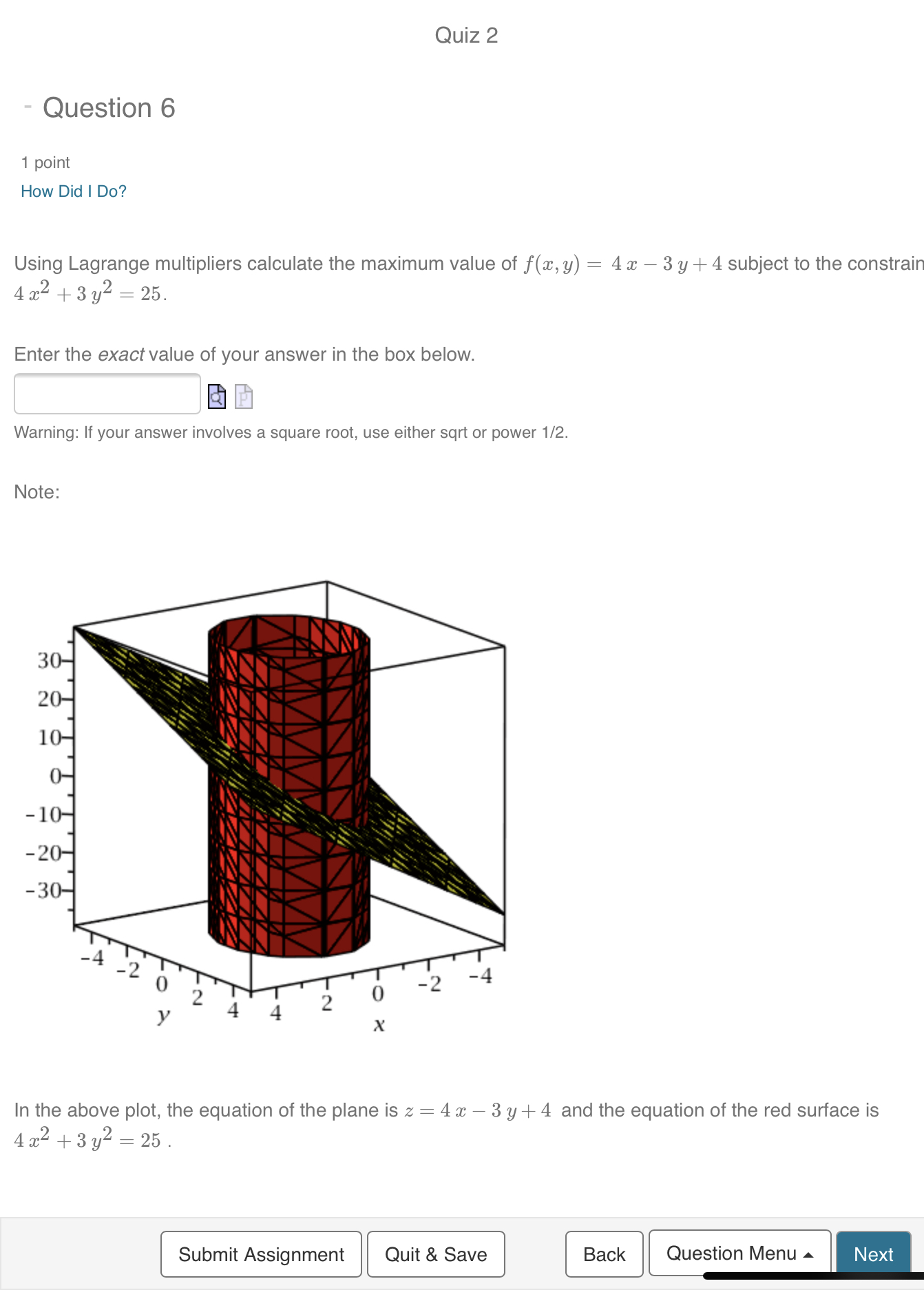 Solved 1 point How Did I Do? Using Lagrange multipliers | Chegg.com