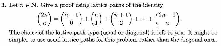 Solved 3. Let n∈N. Give a proof using lattice paths of the | Chegg.com