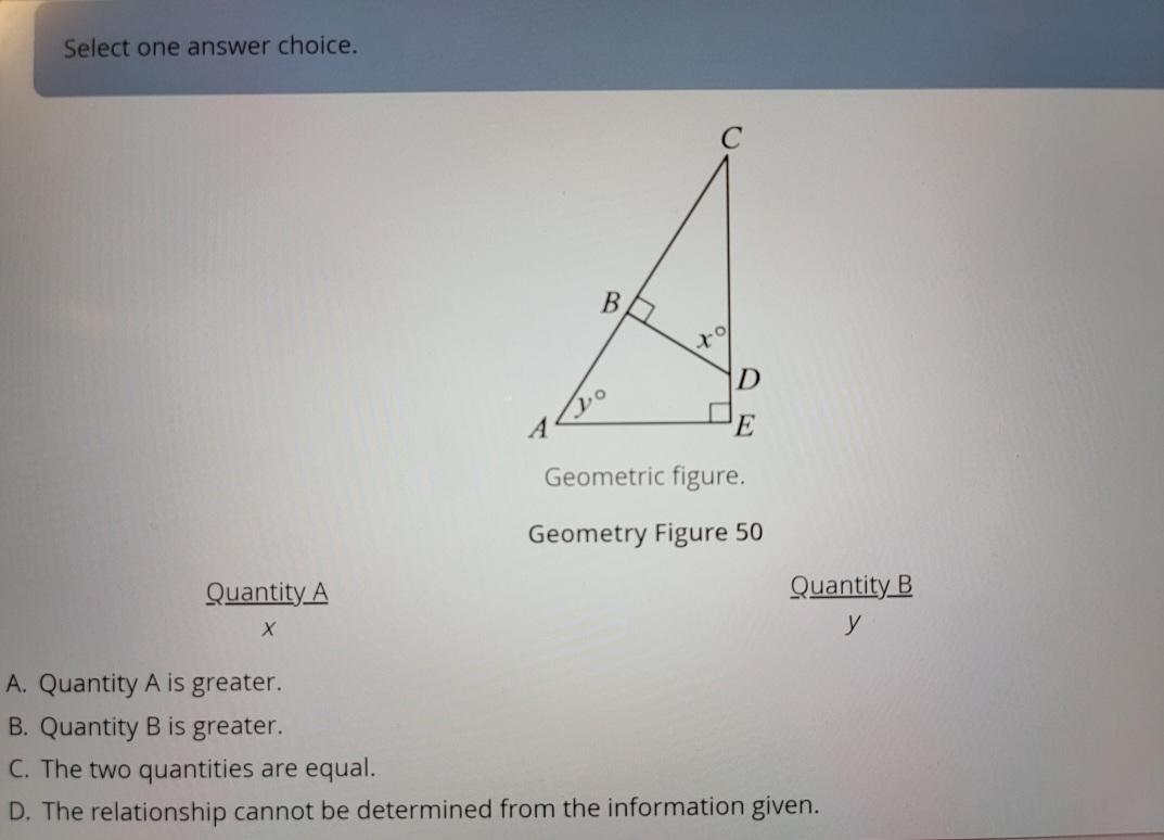 Solved Select one answer choice. Geometric figure. Geometry | Chegg.com