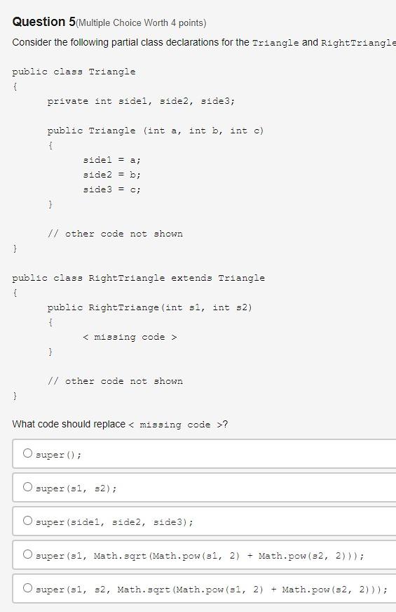 Solved Question 1 (Multiple Choice Worth 4 points) Consider | Chegg.com