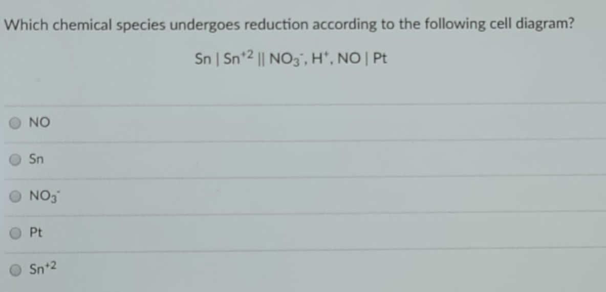 Solved Which chemical species undergoes reduction according | Chegg.com
