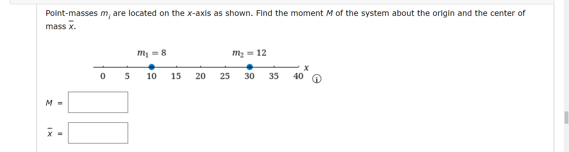 Solved Point-masses mi are located on the x-axis as shown. | Chegg.com