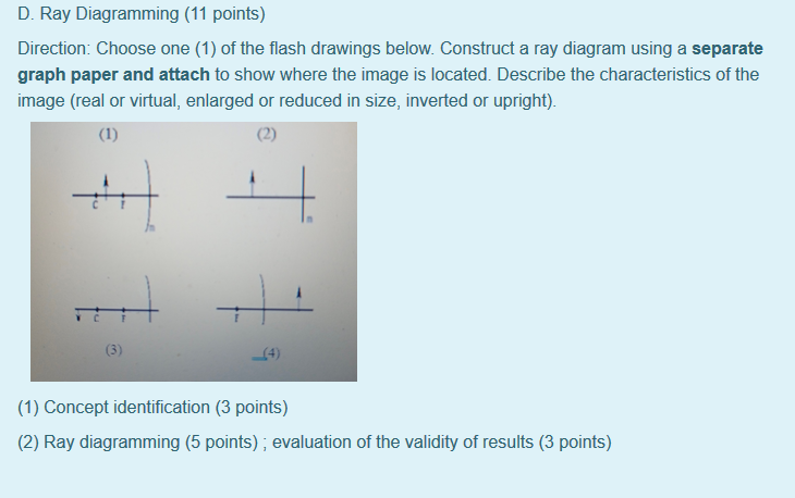 Solved D. Ray Diagramming (11 points) Direction: Choose one | Chegg.com