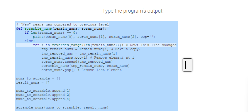 Solved Type the program's output# "New" means new compared | Chegg.com