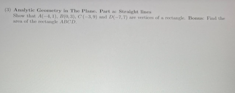 Solved (3) Analytic Geometry in The Plane. Part a: Straight | Chegg.com