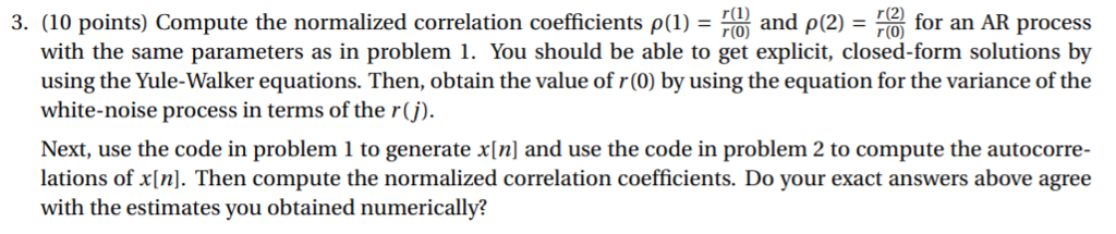 3. (10 points) Compute the normalized correlation | Chegg.com