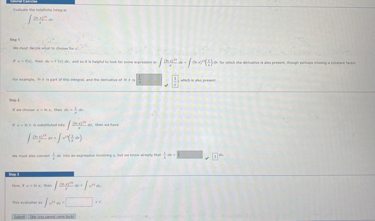 Solved Tutorial Exercise Evaluate the indefinite integral. [ | Chegg.com
