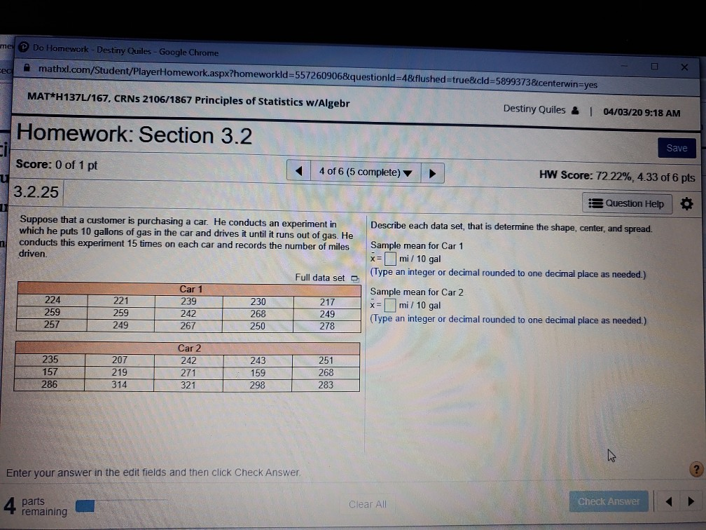 Solved nes Do Homework - Destiny Quiles - Google Chrome | Chegg.com