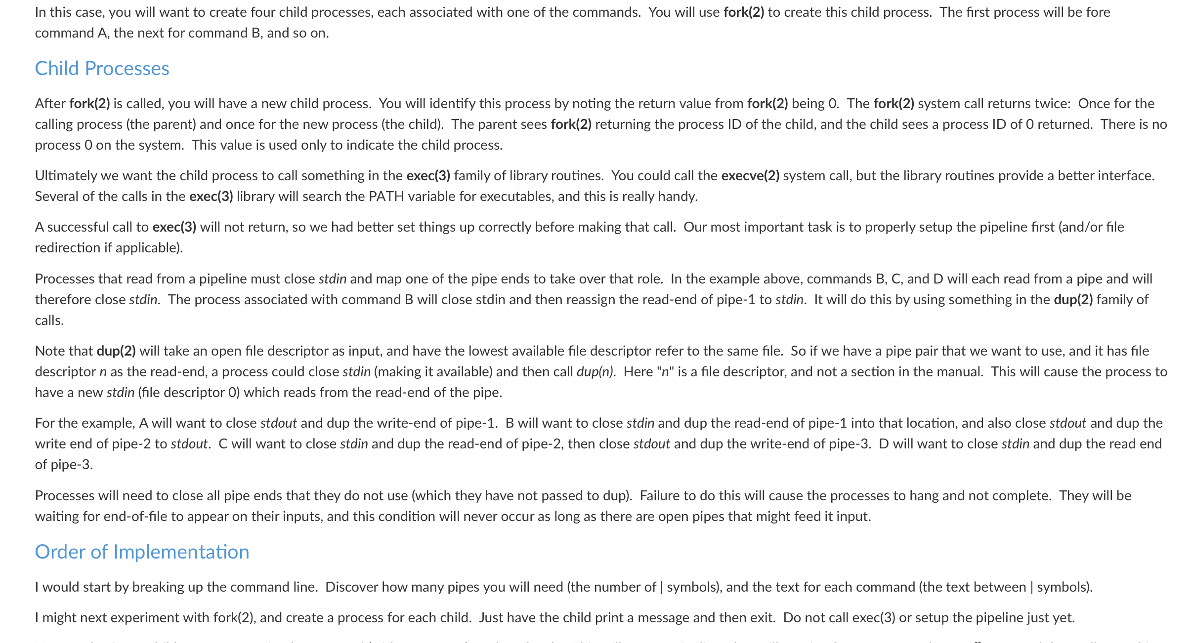 Solved Implementation After reading a command line from the | Chegg.com