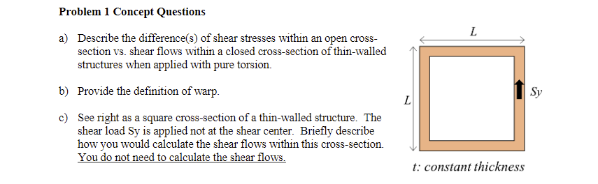 Solved Problem 1 Concept Questions a) Describe the | Chegg.com