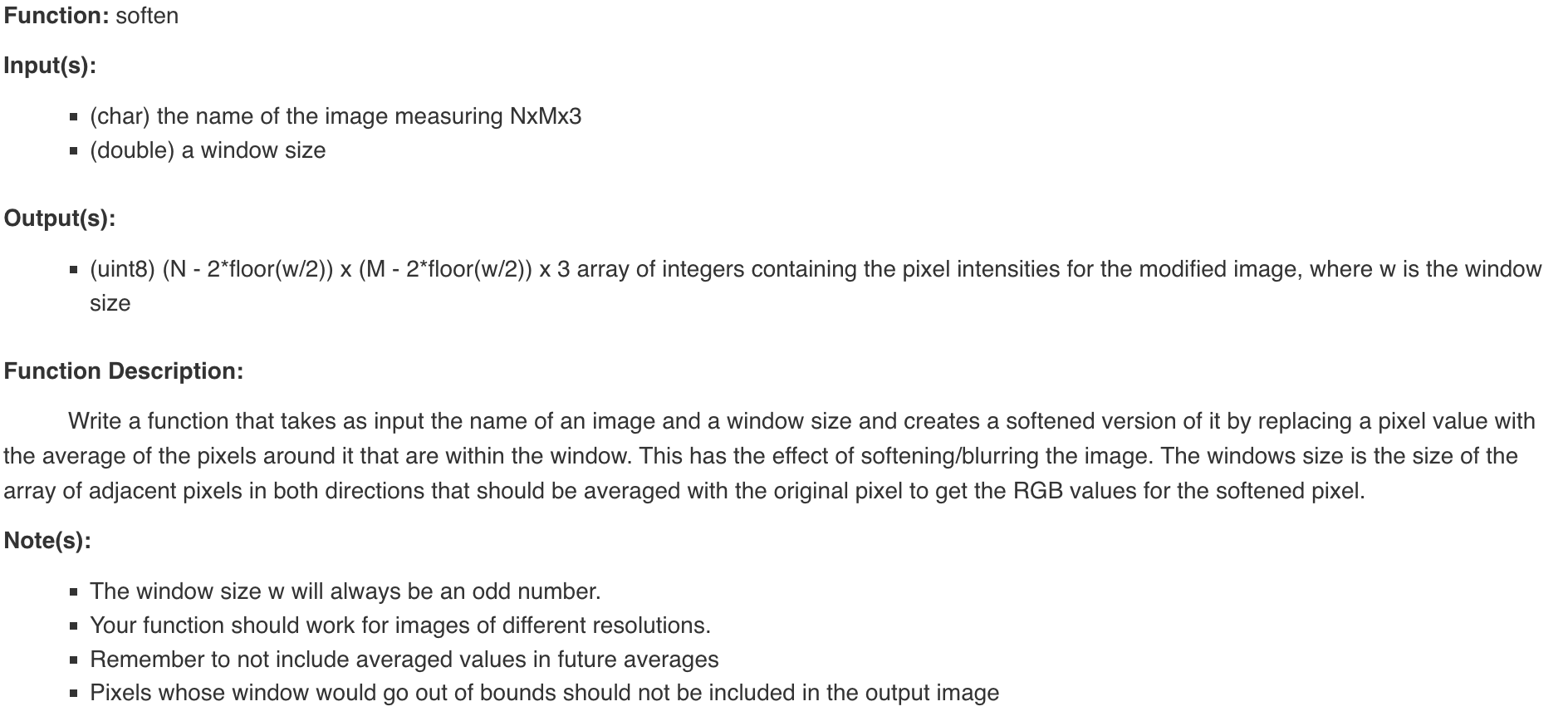 Function: soften Input(s): - (char) the name of the | Chegg.com