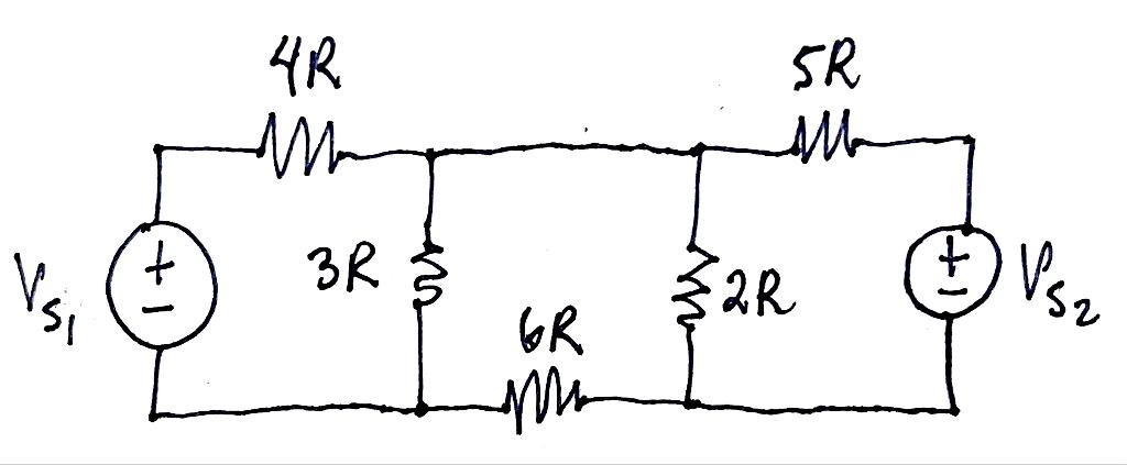 Solved For the circuit shown Vs1 = 20 V, Vs2 = 10 V, R = 5 | Chegg.com