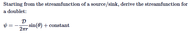 Solved Starting from the streamfunction of a source/sink, | Chegg.com