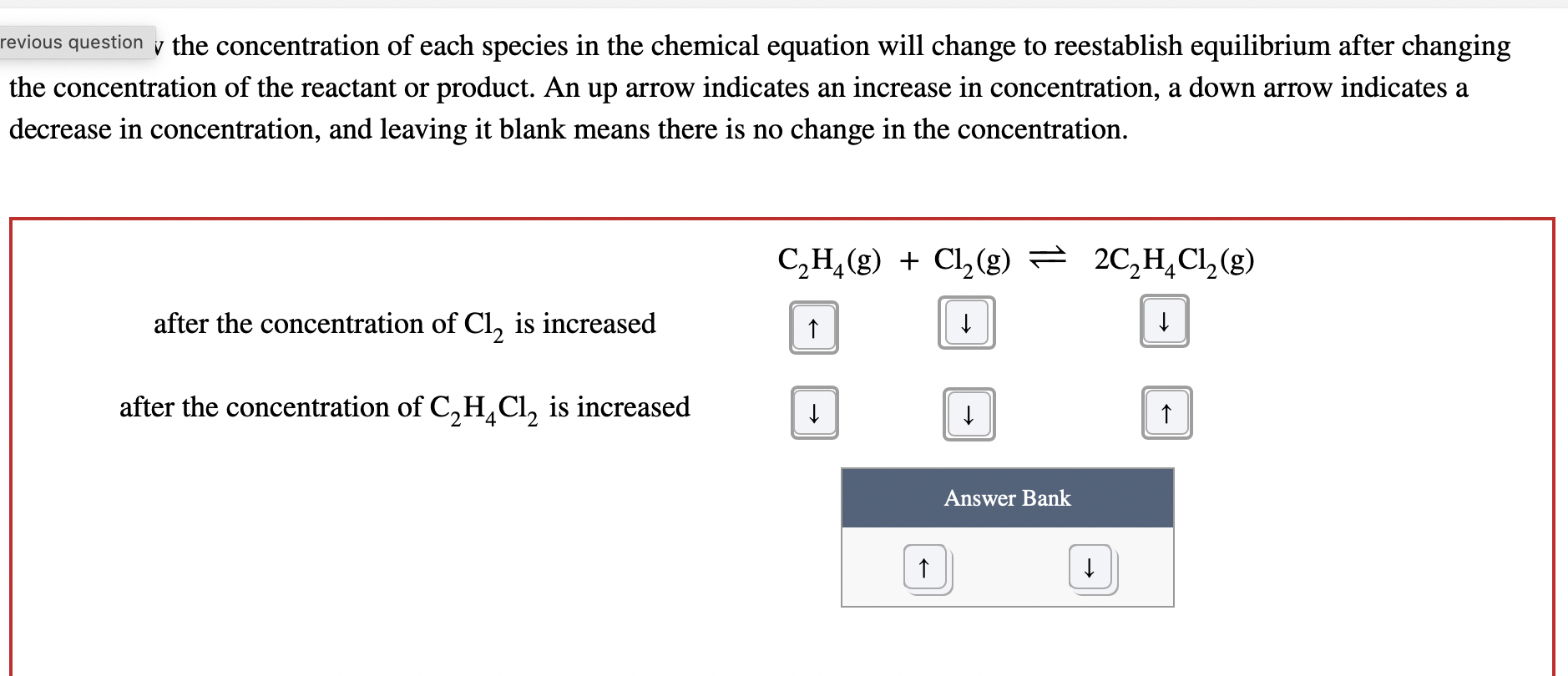 Solved evious question v the concentration of each species | Chegg.com
