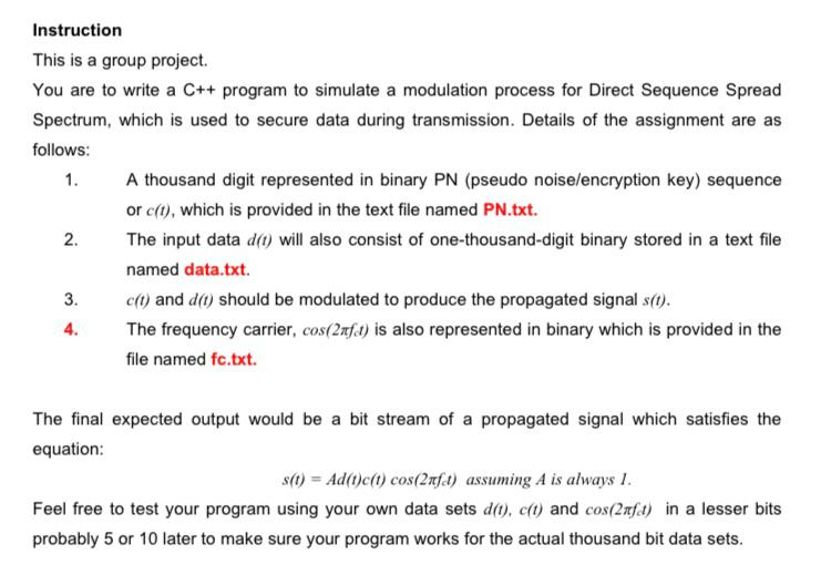 Solved Instruction This is a group project. You are to write | Chegg.com