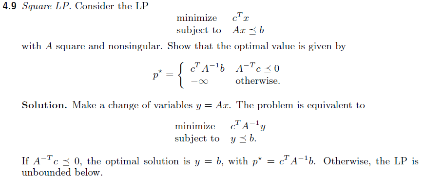 Solved 4.9 Square LP. Consider the LP minimize cTx subject | Chegg.com