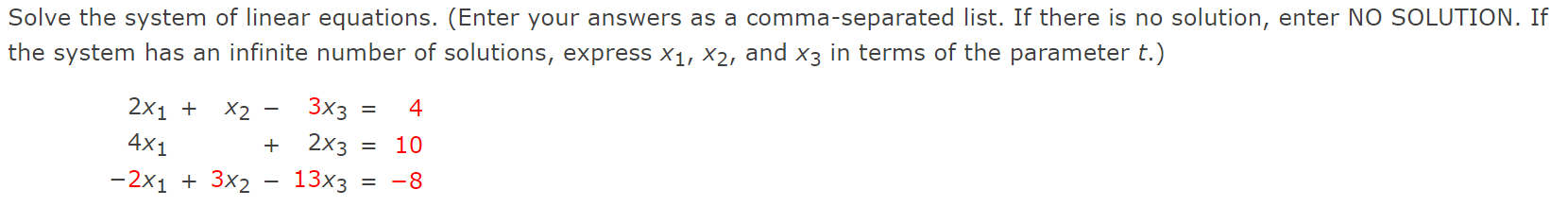 Solved Solve the system of linear equations. (Enter your | Chegg.com