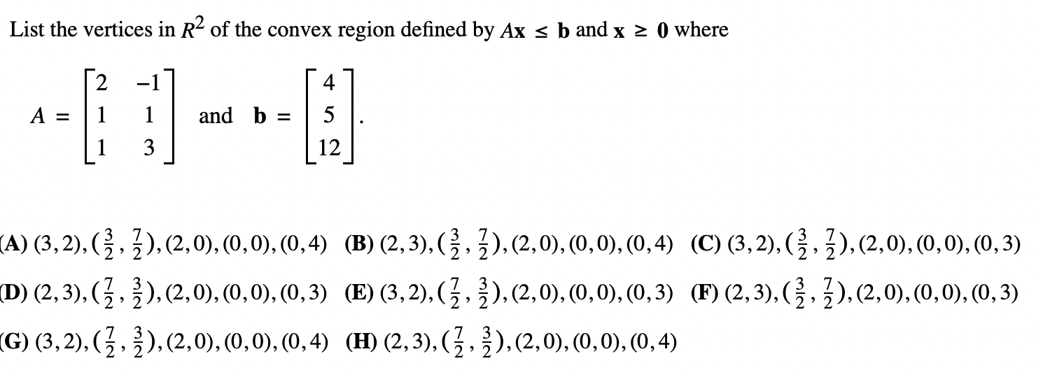 Solved List the vertices in R2 of the convex region defined | Chegg.com
