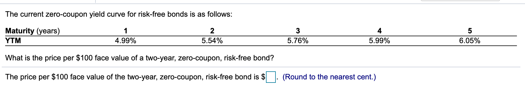 Solved The current zero-coupon yield curve for risk-free | Chegg.com