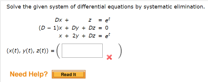 Solved Solve the given system of differential equations by | Chegg.com